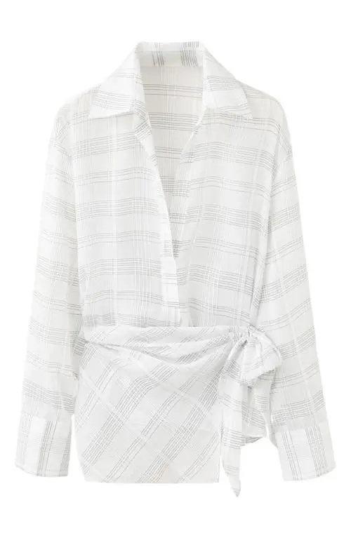 Mango Check Oversize Tie Side Top