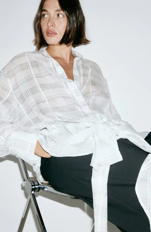 Mango Check Oversize Tie Side Top