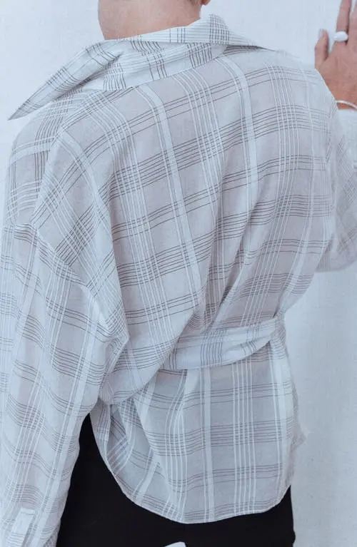 Mango Check Oversize Tie Side Top