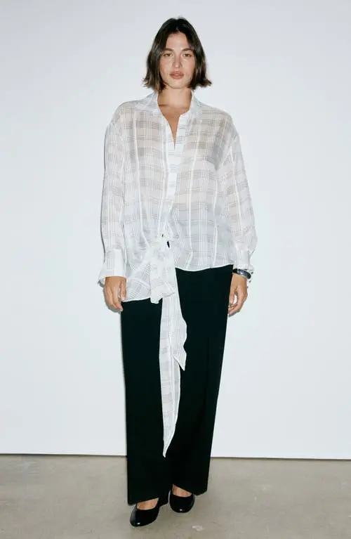 Mango Check Oversize Tie-side Shirt