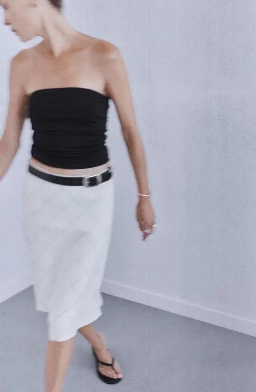 Mango Linen Check Skirt