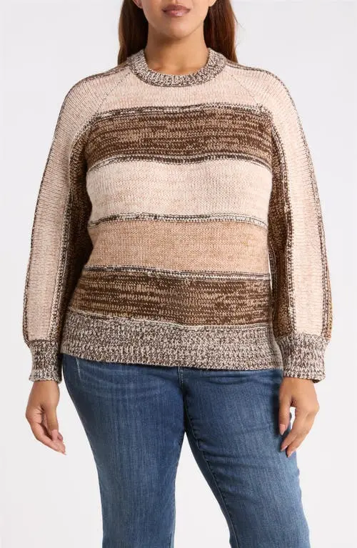 CITY BLUES Mixed Stripe Sweater - Brown
