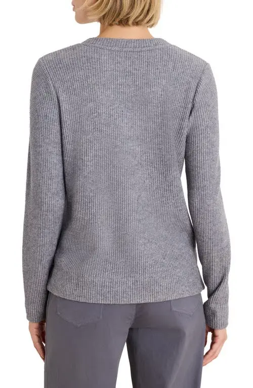 NIC+ZOE Soft Waffle Thermal V-neck Top - Slate