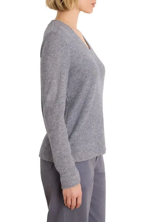 NIC+ZOE Soft Waffle Thermal V-neck Top - Slate