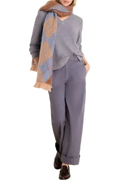 NIC+ZOE Soft Waffle Thermal V-neck Top - Slate