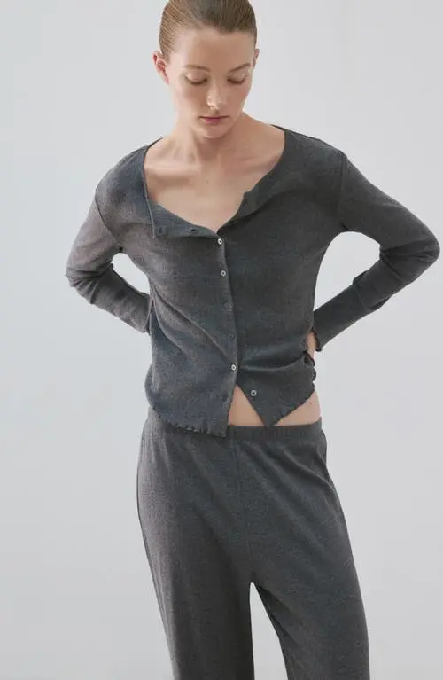 Mango Lettuce Edge Rib Cotton Pajama Pants