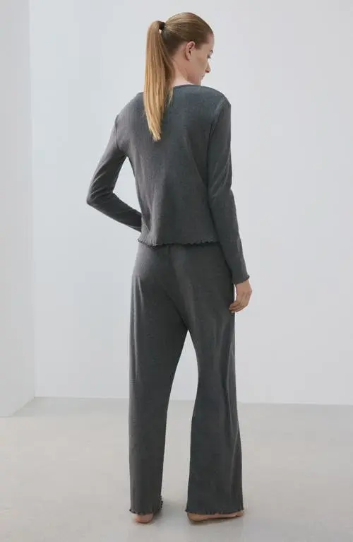 Mango Lettuce Edge Rib Cotton Pajama Pants