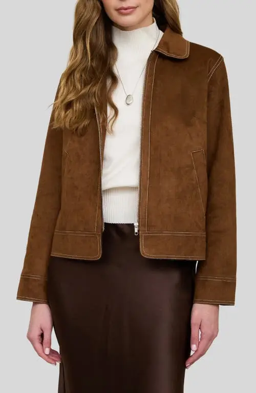 ZOE AND CLAIRE Faux Suede Utility Jacket - Camel