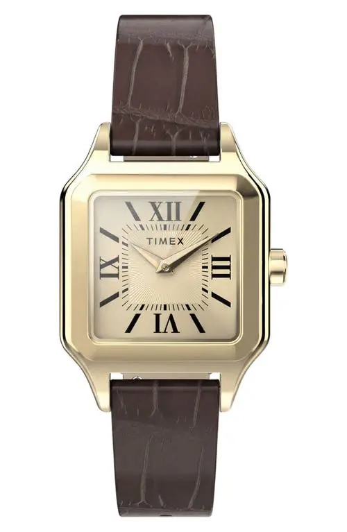 Timex® Addison Leather Strap Watch - Brown