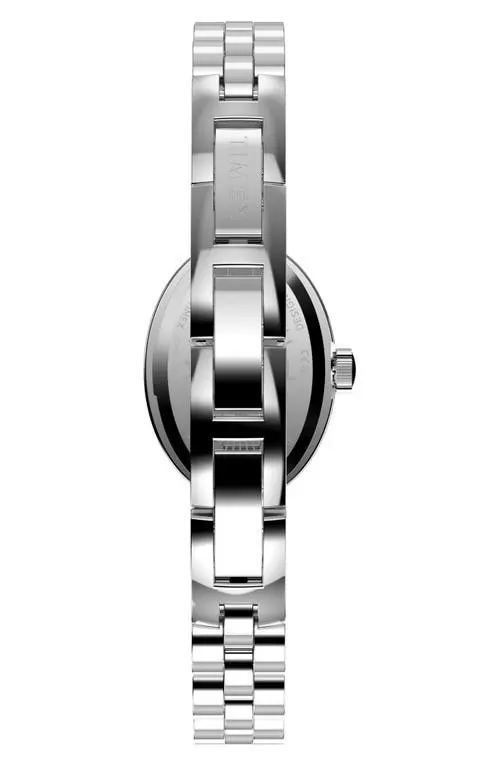 Timex® Cavatina Crystal Oval Link Bracelet Watch - Silver