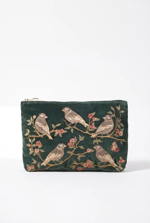 ELIZABETH SCARLETT Songbirds Pouch - Forest