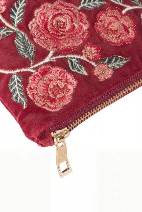 ELIZABETH SCARLETT Camellia Romance Velvet Everyday Pouch