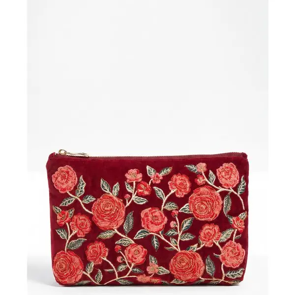 ELIZABETH SCARLETT Velvet Pouch - Cranberry