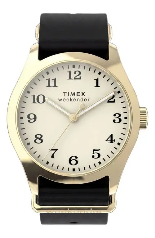 Timex® Weekender Leather Strap Watch - Black