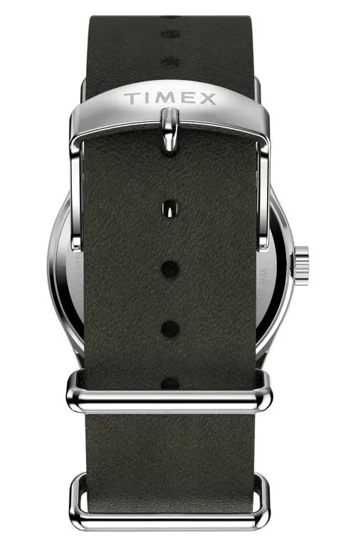 Timex® Weekender Leather Strap Watch - Green