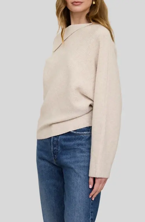 ZOE AND CLAIRE Asymmetric Neckline Ribbed Sweater