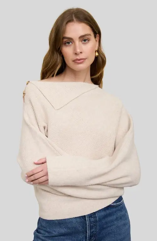 ZOE AND CLAIRE Asymmetric Neckline Ribbed Sweater