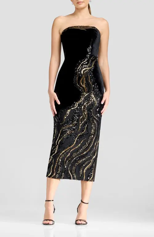 Dress The Population Viviana Sequin Velvet Cocktail Midi Dress