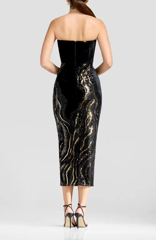 Dress The Population Viviana Sequin Velvet Cocktail Midi Dress