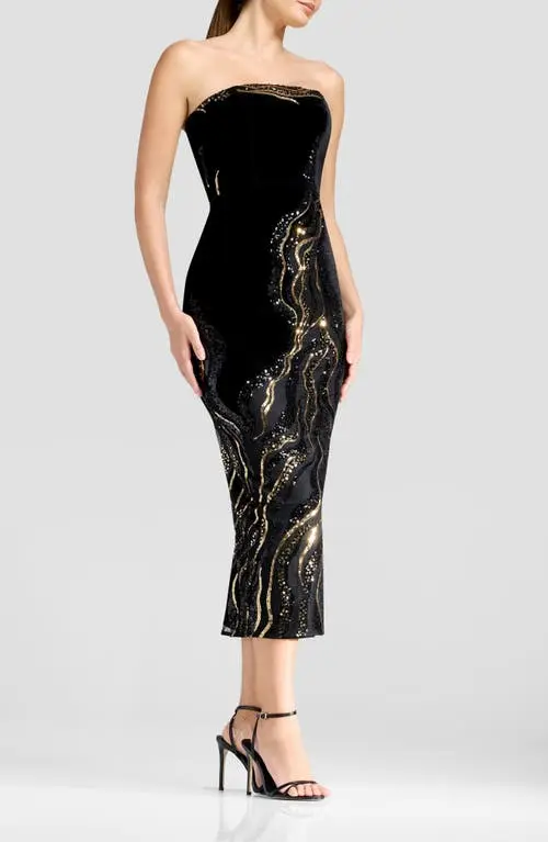 Dress The Population Viviana Sequin Velvet Cocktail Midi Dress