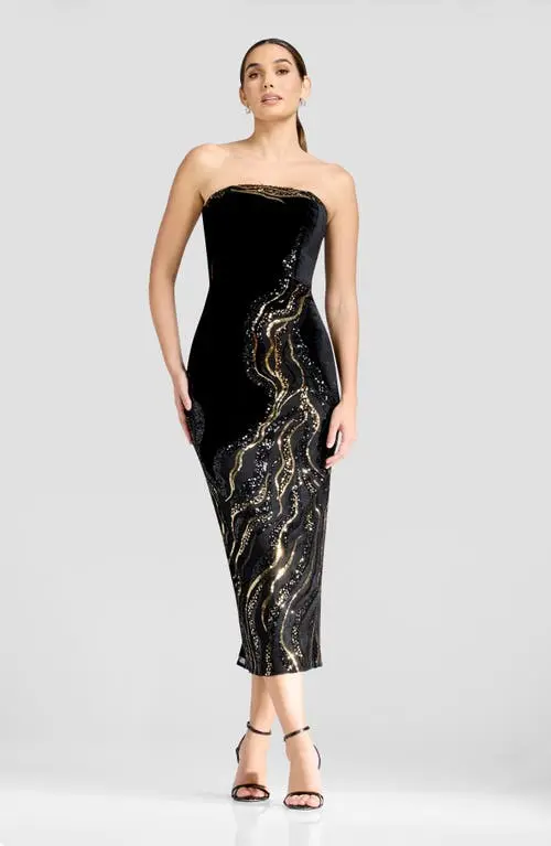 Dress The Population Viviana Sequin Velvet Cocktail Midi Dress