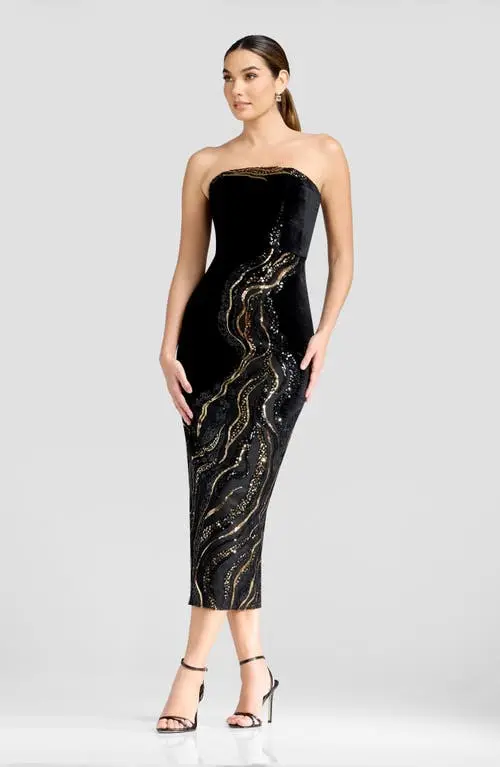 Dress The Population Viviana Sequin Velvet Cocktail Midi Dress