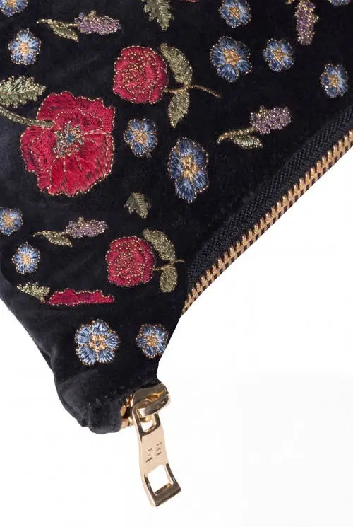 ELIZABETH SCARLETT Poppy Meadow Velvet Everyday Pouch