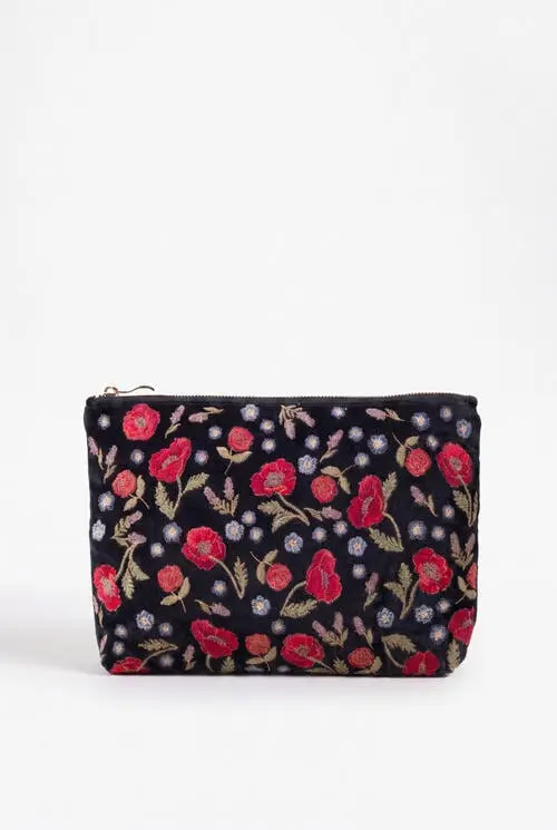 ELIZABETH SCARLETT Poppy Meadow Pouch - Charcoal