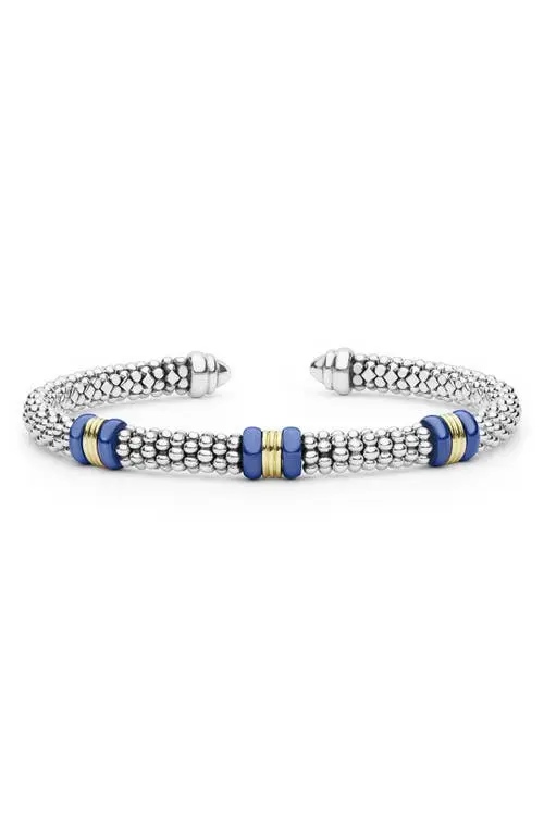 Lagos Caviar Marine Ceramic & 18k Gold Cuff - Two-tone
