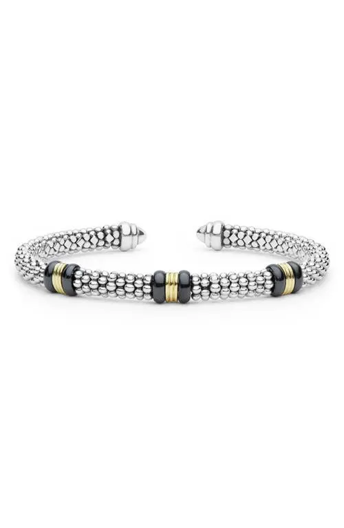 Lagos Signature Caviar Gold & Black Ceramic Cuff Bracelet - Two-tone