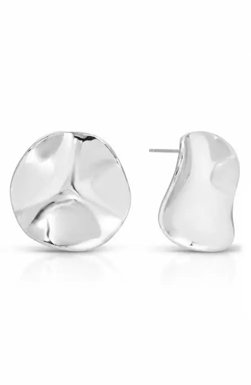 Ettika Molten Disc Stud Earrings - Silver