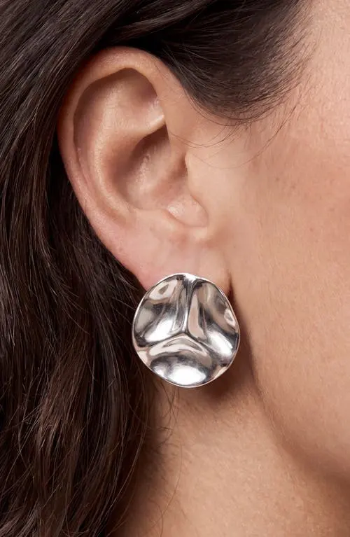 Ettika Molten Disc Stud Earrings - Silver