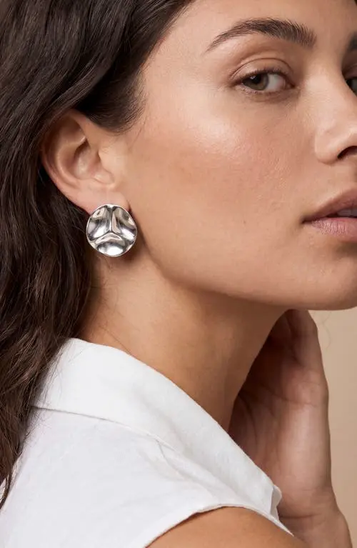Ettika Molten Disc Stud Earrings - Silver