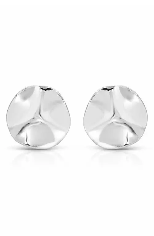 Ettika Molten Disc Stud Earrings - Silver