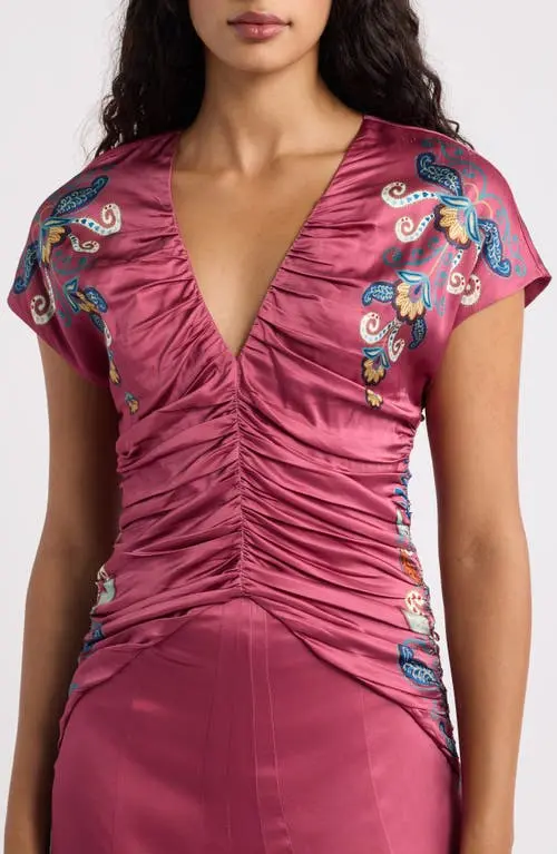 Farm Rio Embroidered V-neck Maxi Dress