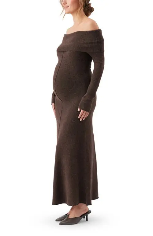 RIPE MATERNITY Tyla Off Shoulder Knit Maternity Dress