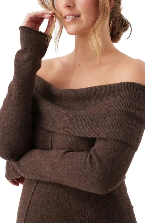 RIPE MATERNITY Tyla Off Shoulder Knit Maternity Dress