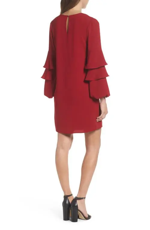 Charles Henry Tiered Ruffle Sleeve Dress