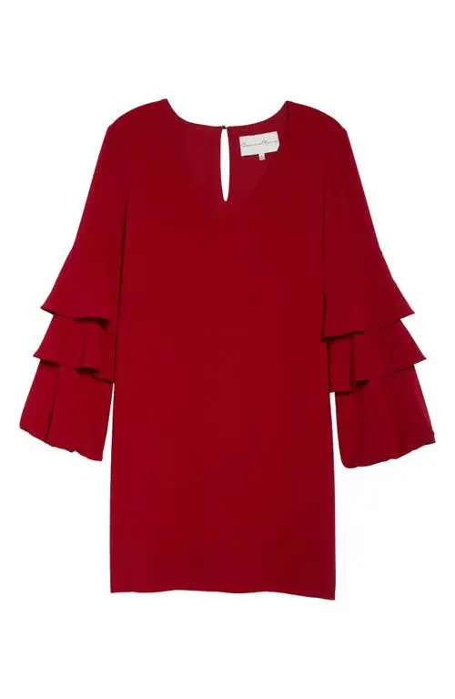 Charles Henry Tiered Ruffle Sleeve Dress