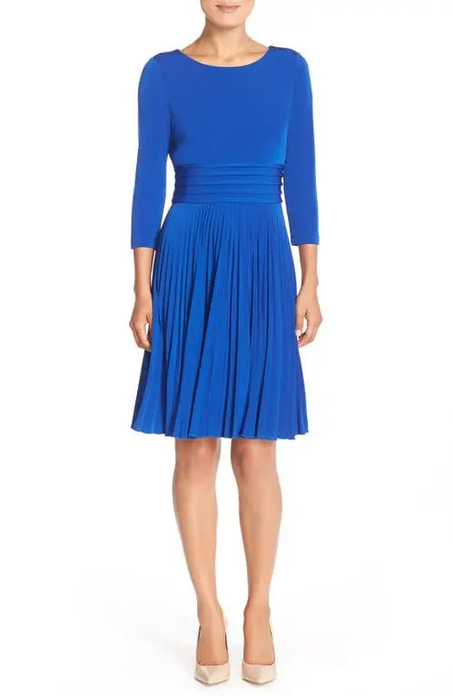 Eliza J Pleated Jersey Fit & Flare Dress
