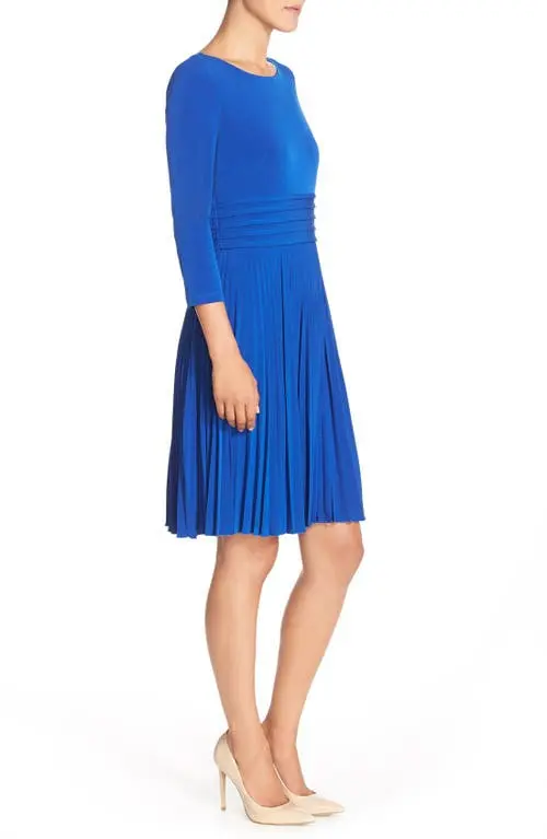 Eliza J Pleated Jersey Fit & Flare Dress