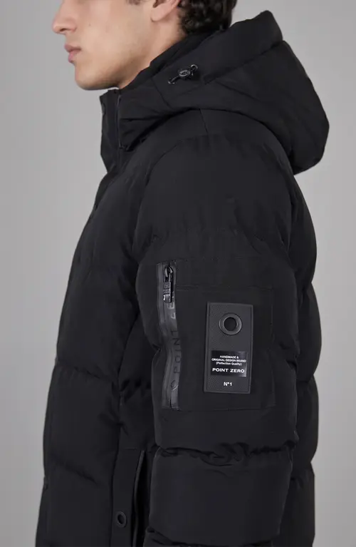 POINT ZERO Hooded Puffer Jacket With Sleeve Pocket