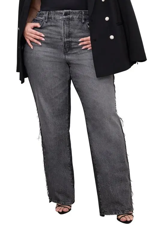 Good American Good '90s Step Hem Wide Leg Jeans