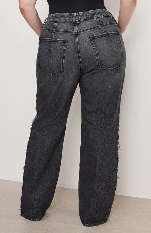 Good American Good '90s Step Hem Wide Leg Jeans
