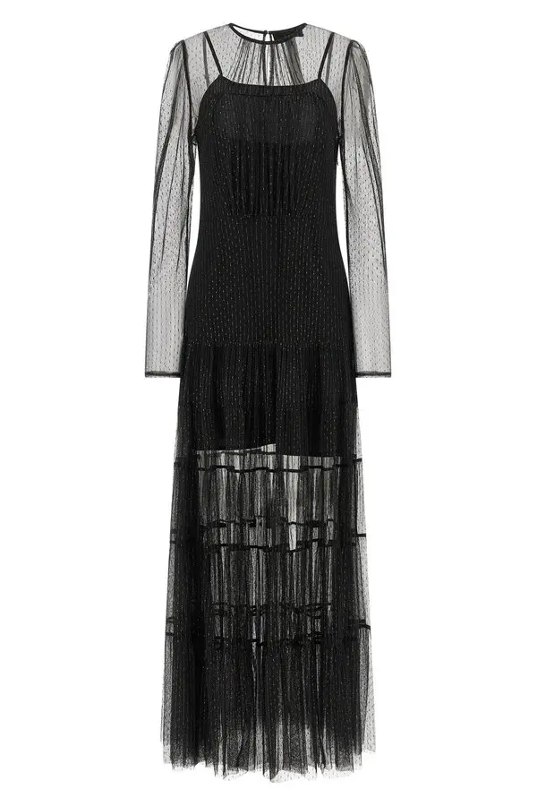 Twin-set Lamé Thread Tulle Maxi Dress