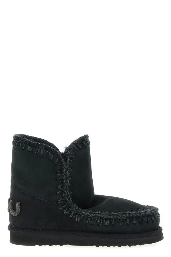 Mou Eskimo 18 Glitter Logo Suede Ankle Boots