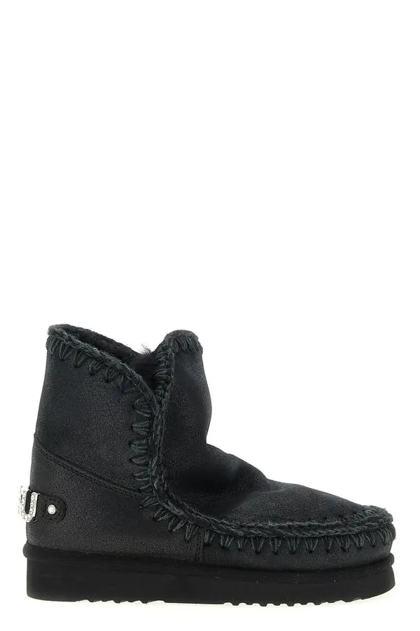 Mou Eskimo 18 Rhinestone Logo Suede Ankle Boots