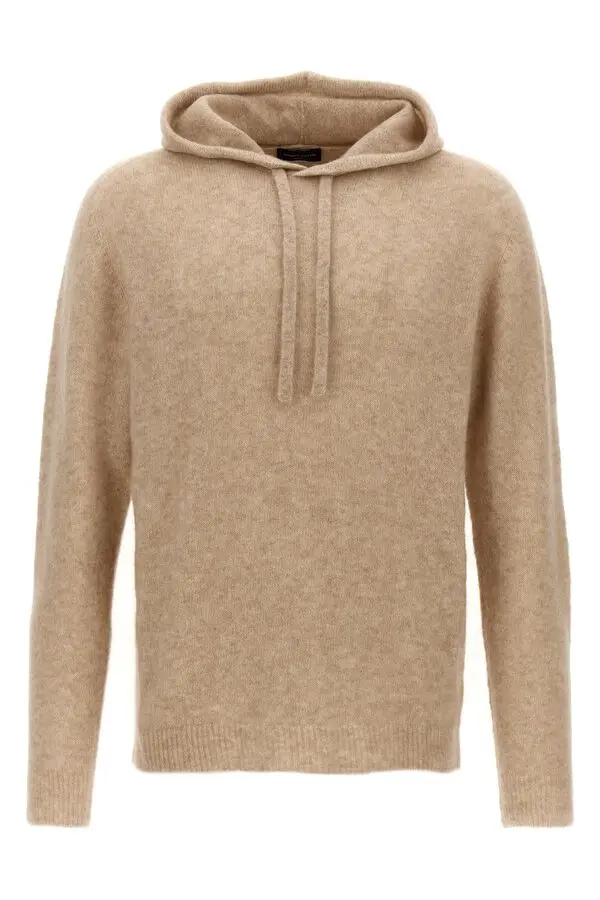 ROBERTO COLLINA Cashmere Blend Hooded Sweater - Beige