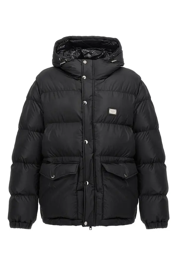 Dolce & Gabbana Quilted Logo Plate Down Jacket