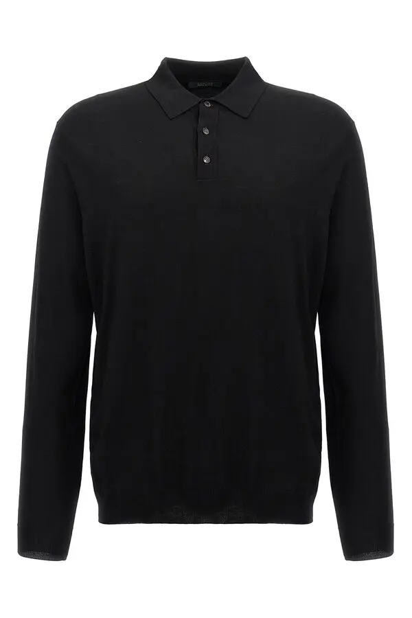 ZANONE Wool Polo Shirt - Black